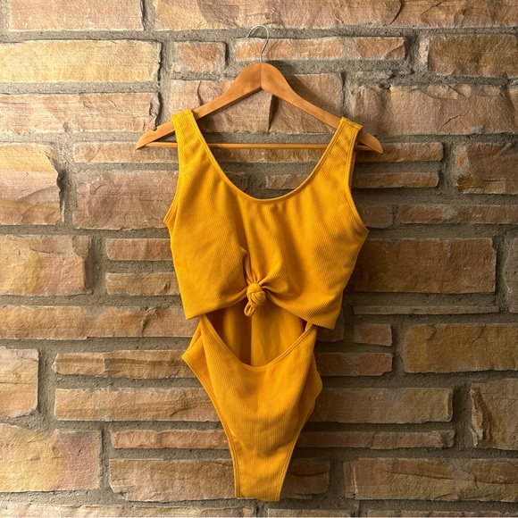 Zaful | Swim | Yellow One Piece Cutout Swimsuit Large | Poshmark